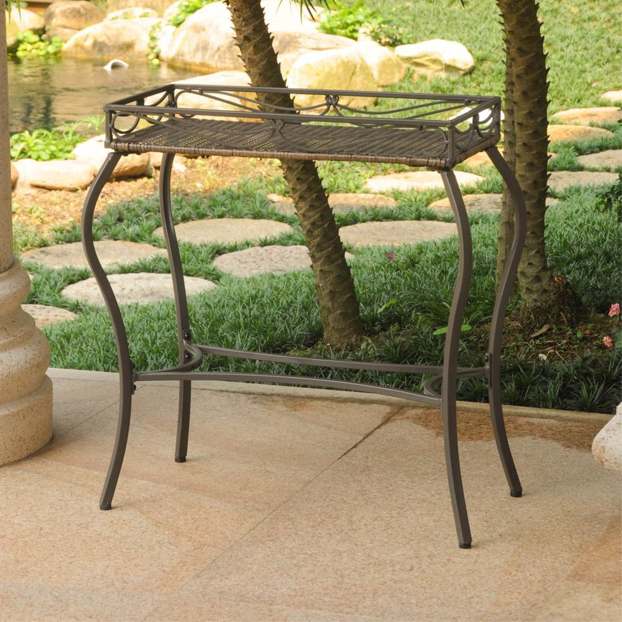 Valencia Resin Wicker/Steel Rectangular Plant Table - Walmart.com