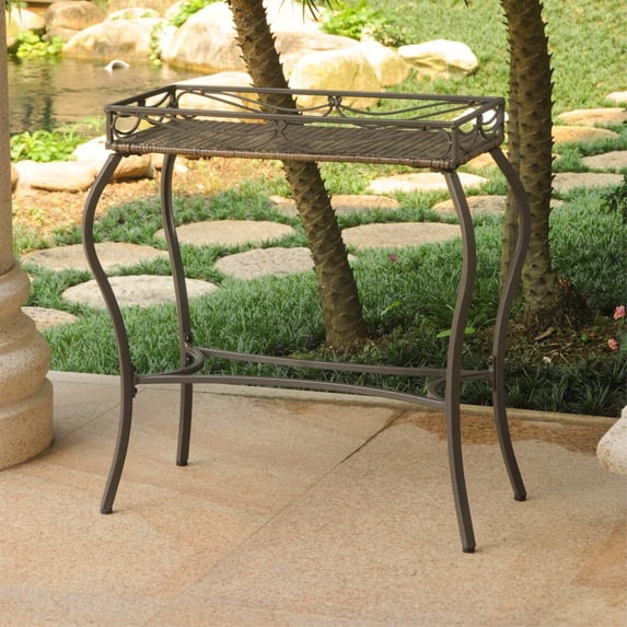 Valencia Resin Wicker/Steel Rectangular Plant Table - Walmart.com