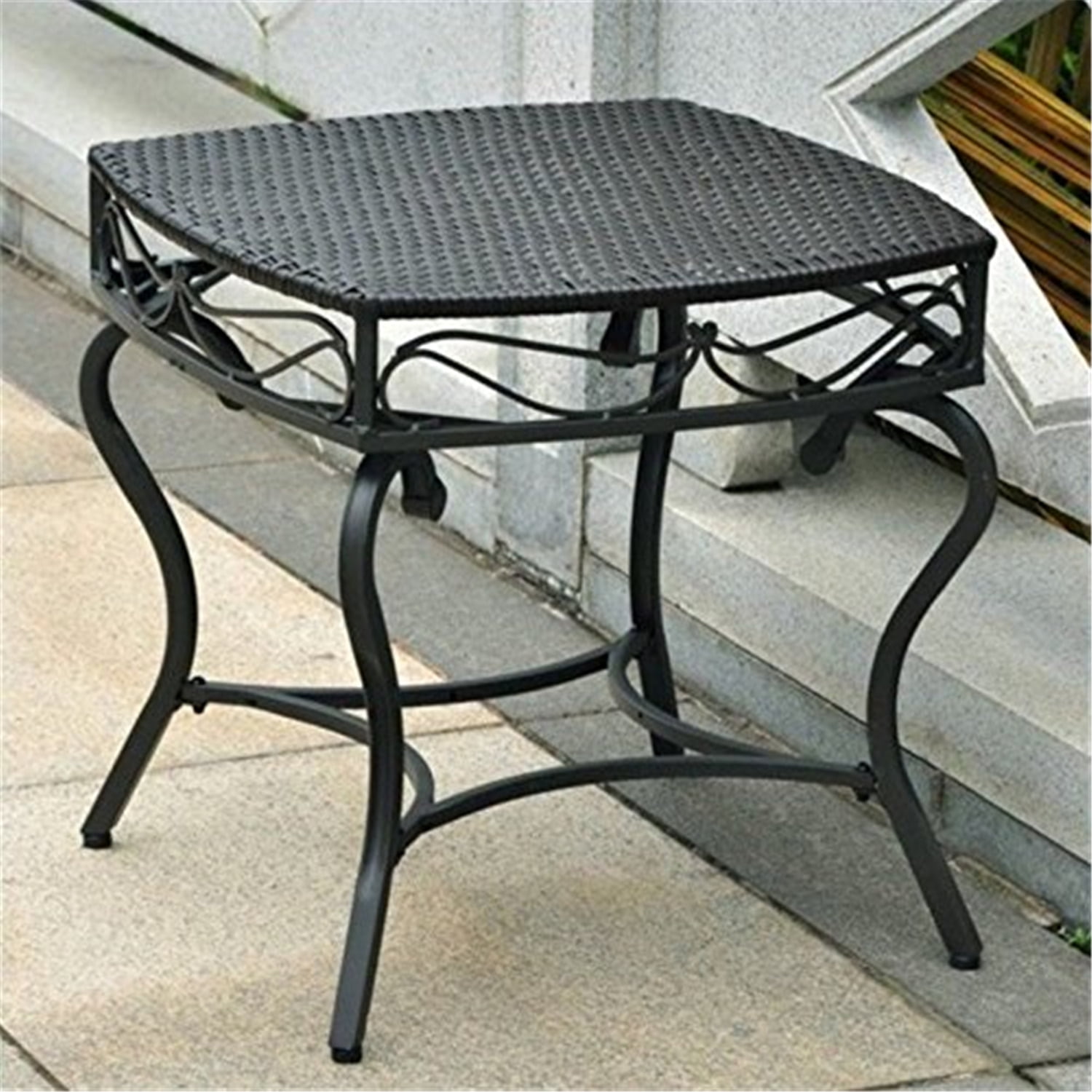 International Caravan Valencia Resin Wicker Side Table - Black Antique ...