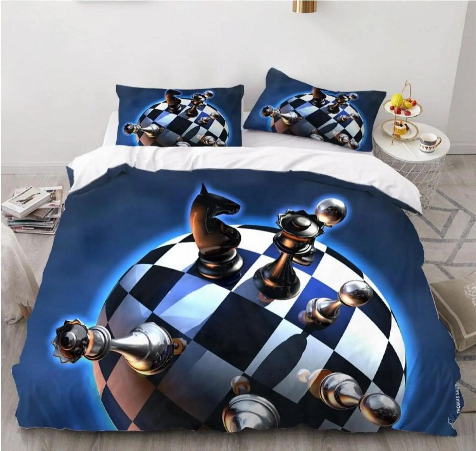 International Chess Duvet Cover Set Black White Lattice Checkerboard ...