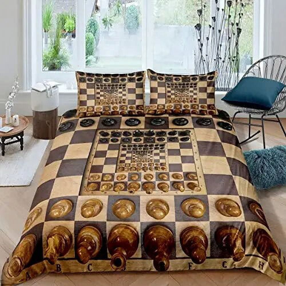 International Chess Duvet Cover Set Black White Lattice Checkerboard Comforter Cover Competition ...