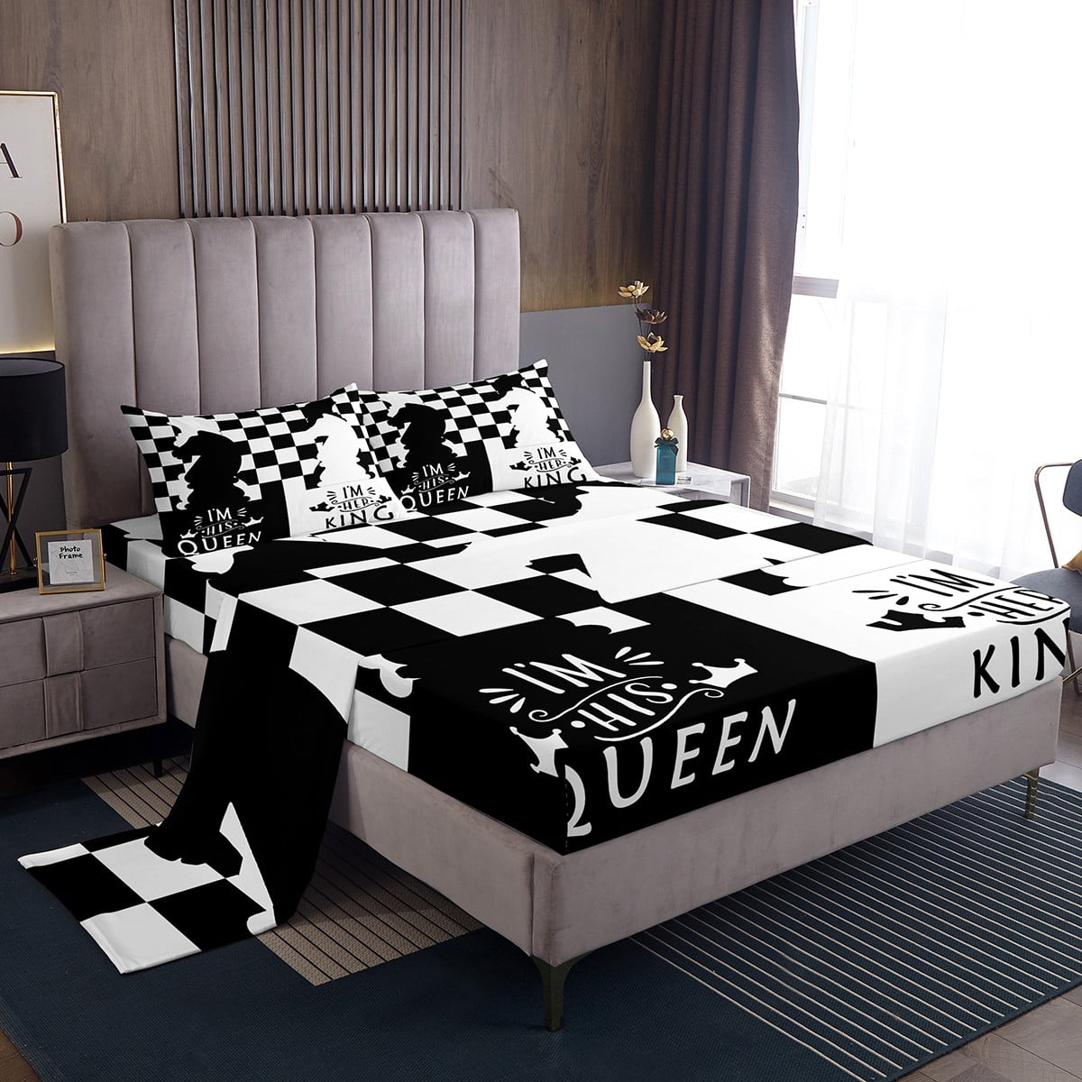 International Chess Sheets King,Black White Checkered Sheet Set,Queen ...