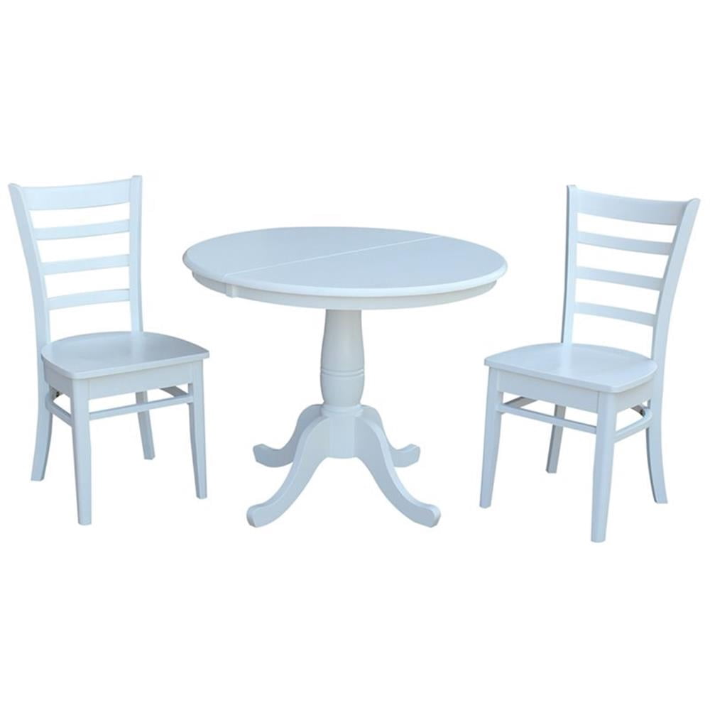 International Concepts 3 Piece Extendable Round Dining Set in White ...