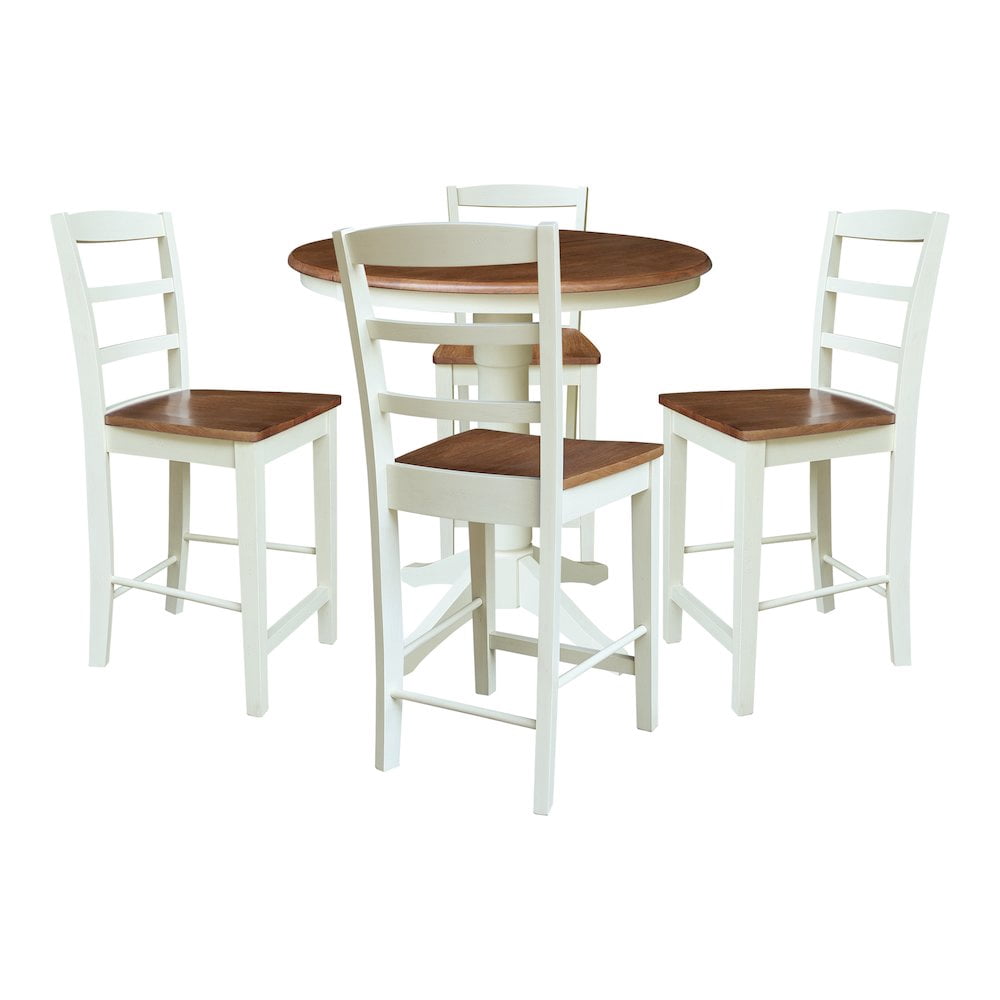 International Concepts 36" Round Extension Table with 4 Counter Height ...