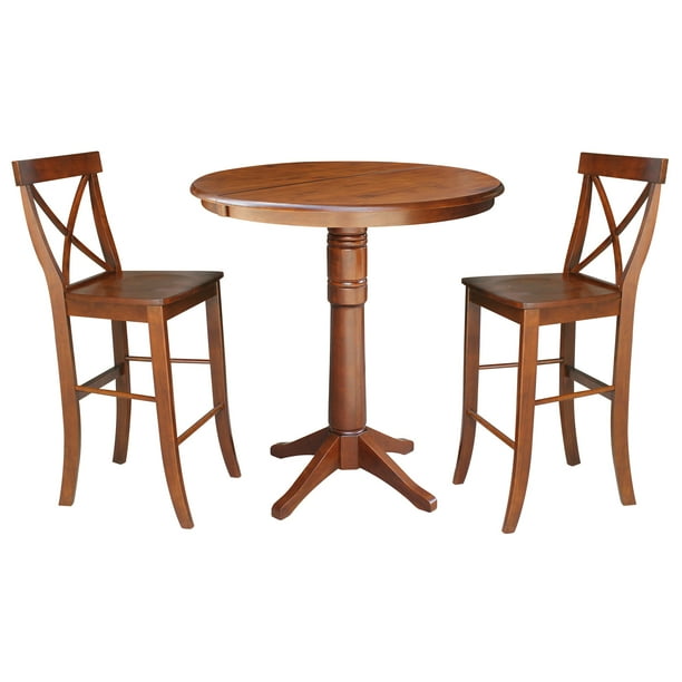 International Concepts 36" Round Solid Wood Bar Height Table with 12 ...