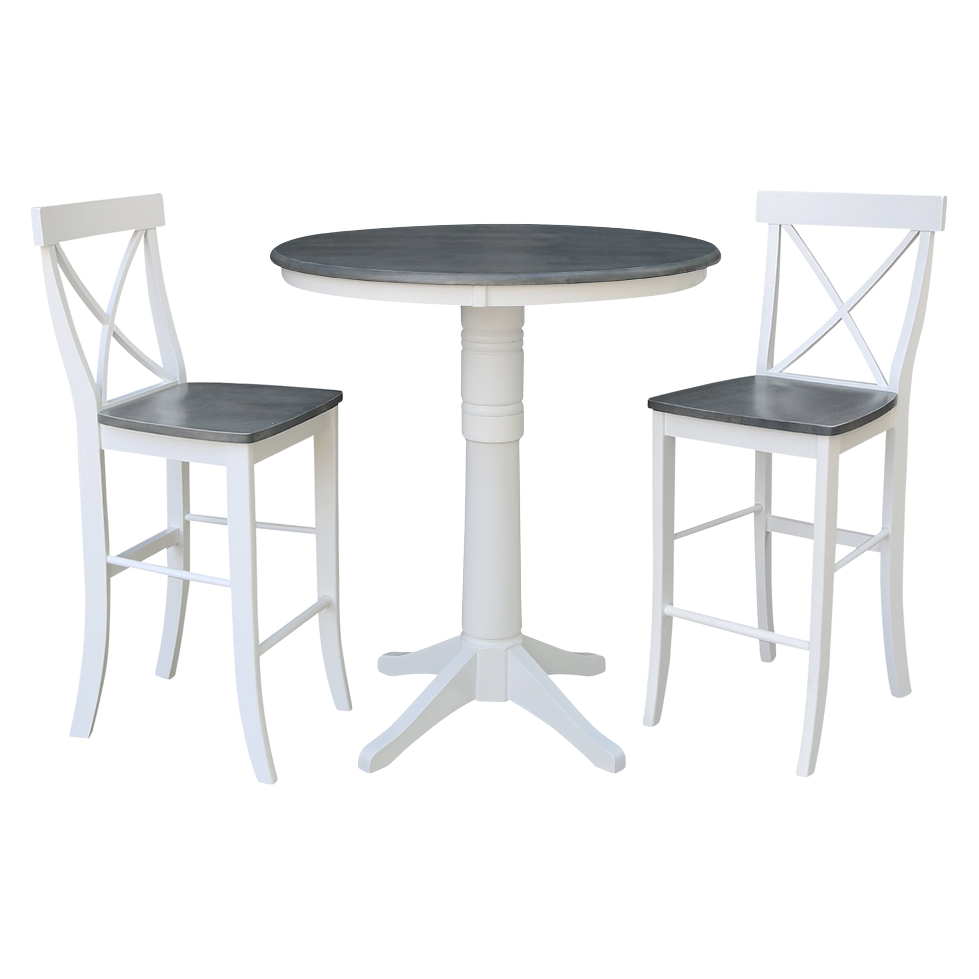 International Concepts 36" Solid Wood Bar Table With 2 X-Back Bar ...