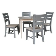 36" Round Solid Wood Extension Dining Table with 4 Chairs in Distressed ...