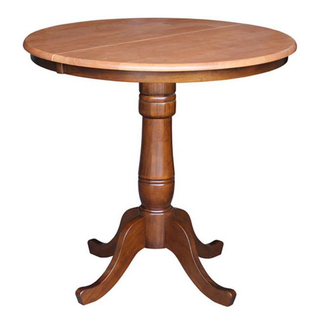 International Concepts 36in. round top ped table with 12in. leaf ...