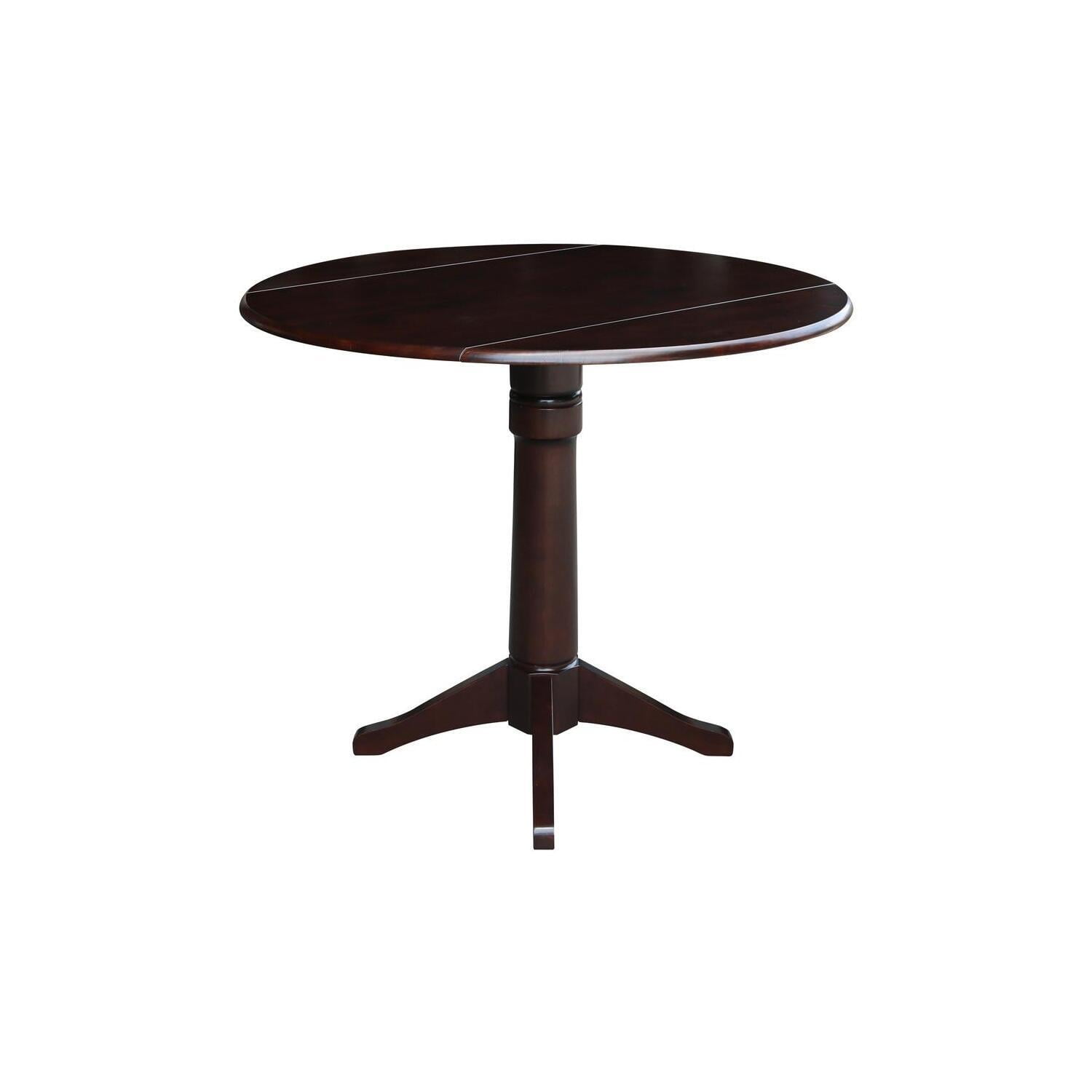 International Concepts 42" Round Dual Drop Leaf Pedestal Table in Rich ...