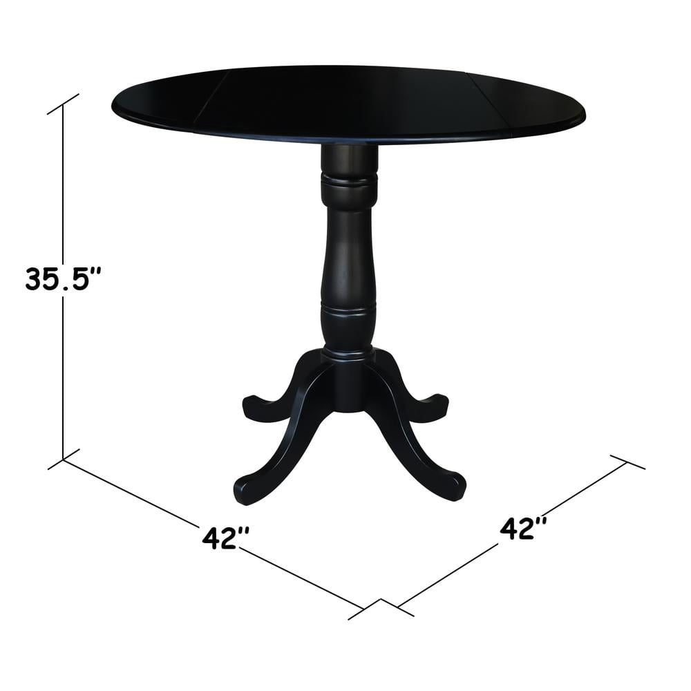 International Concepts 42" Round Solid Wood Black Dual Drop Leaf ...