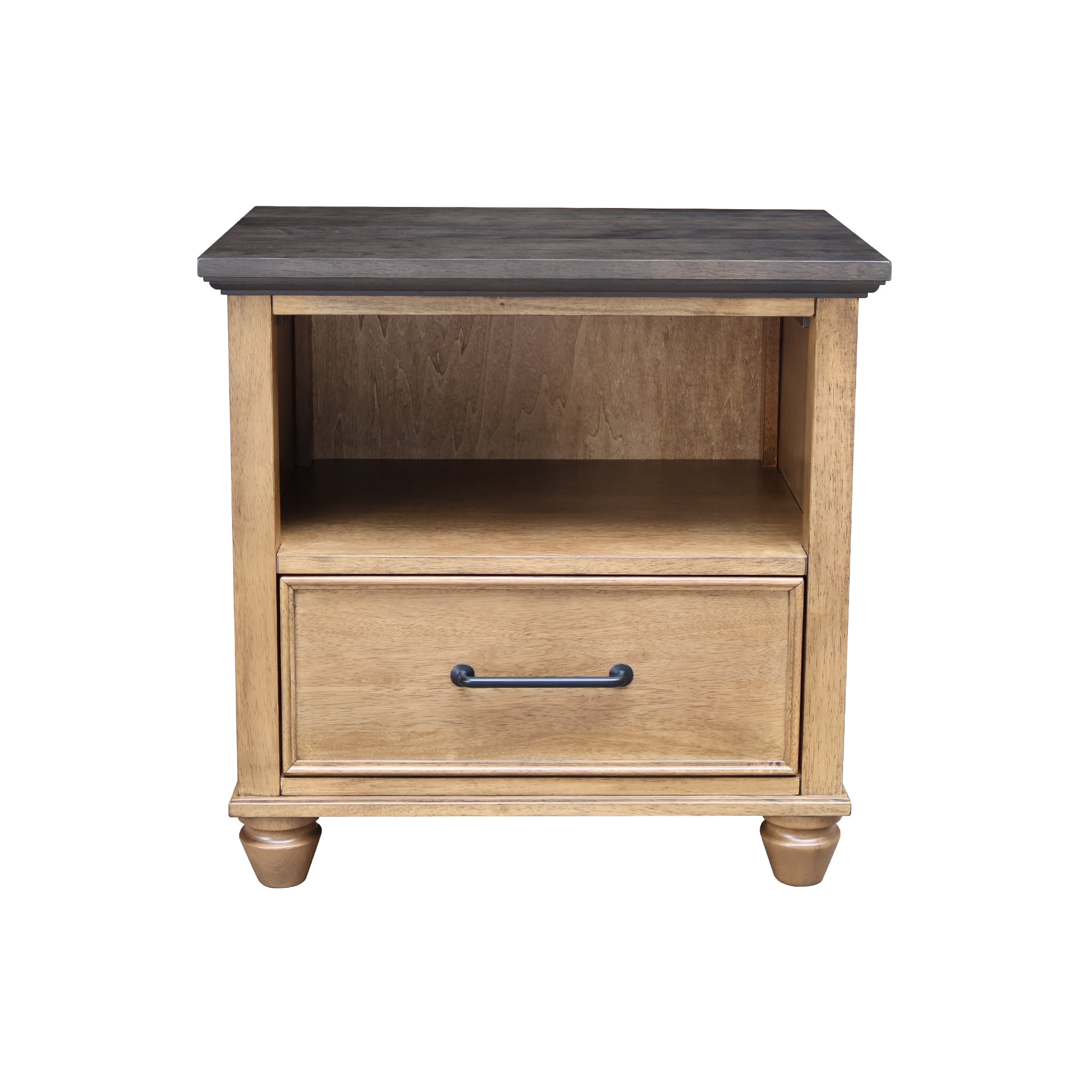 International Concepts Solid Wood 1-Drawer Nightstand, Hickory & Washed ...