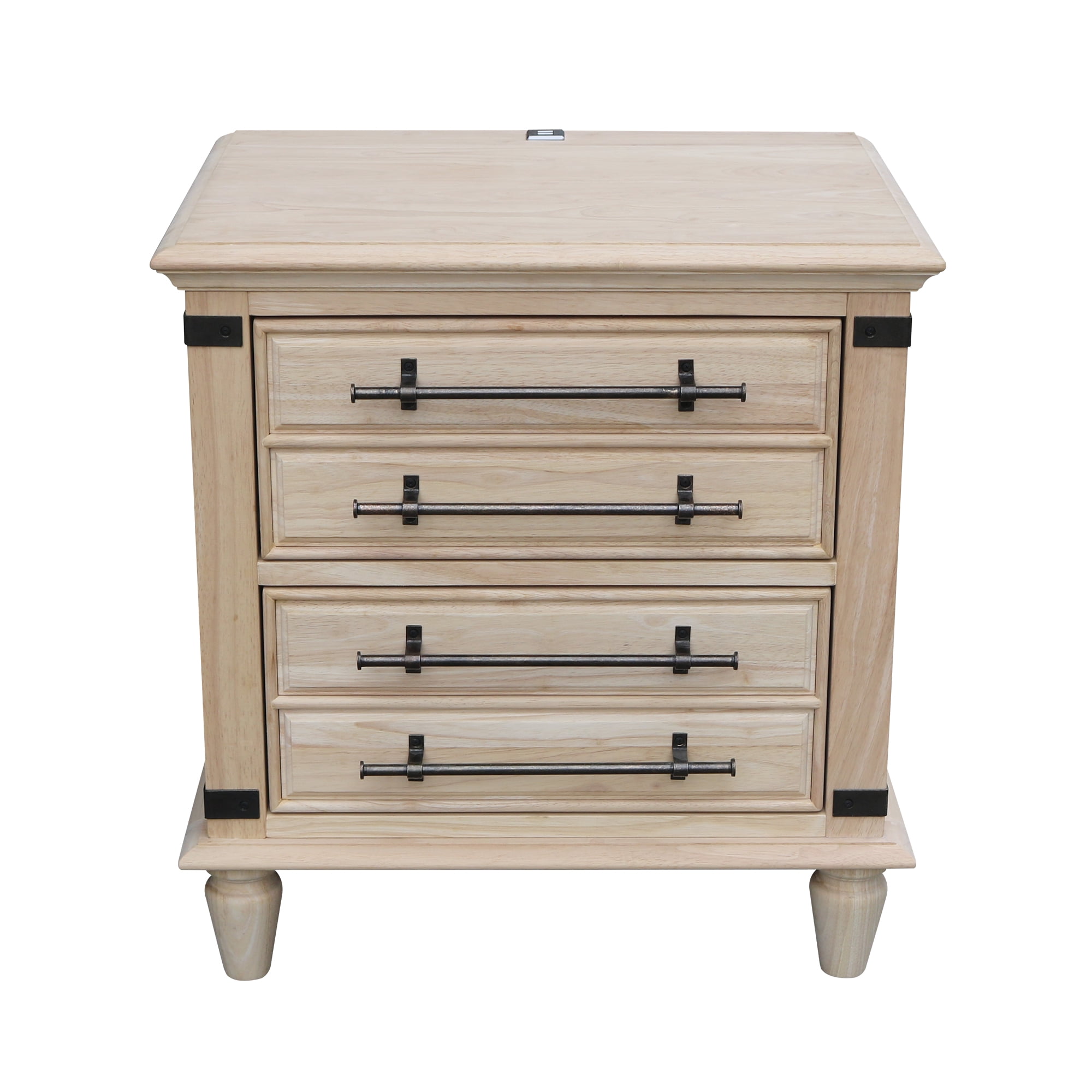 International Concepts Solid Wood 2-Drawer Nightstand with USB Charging ...