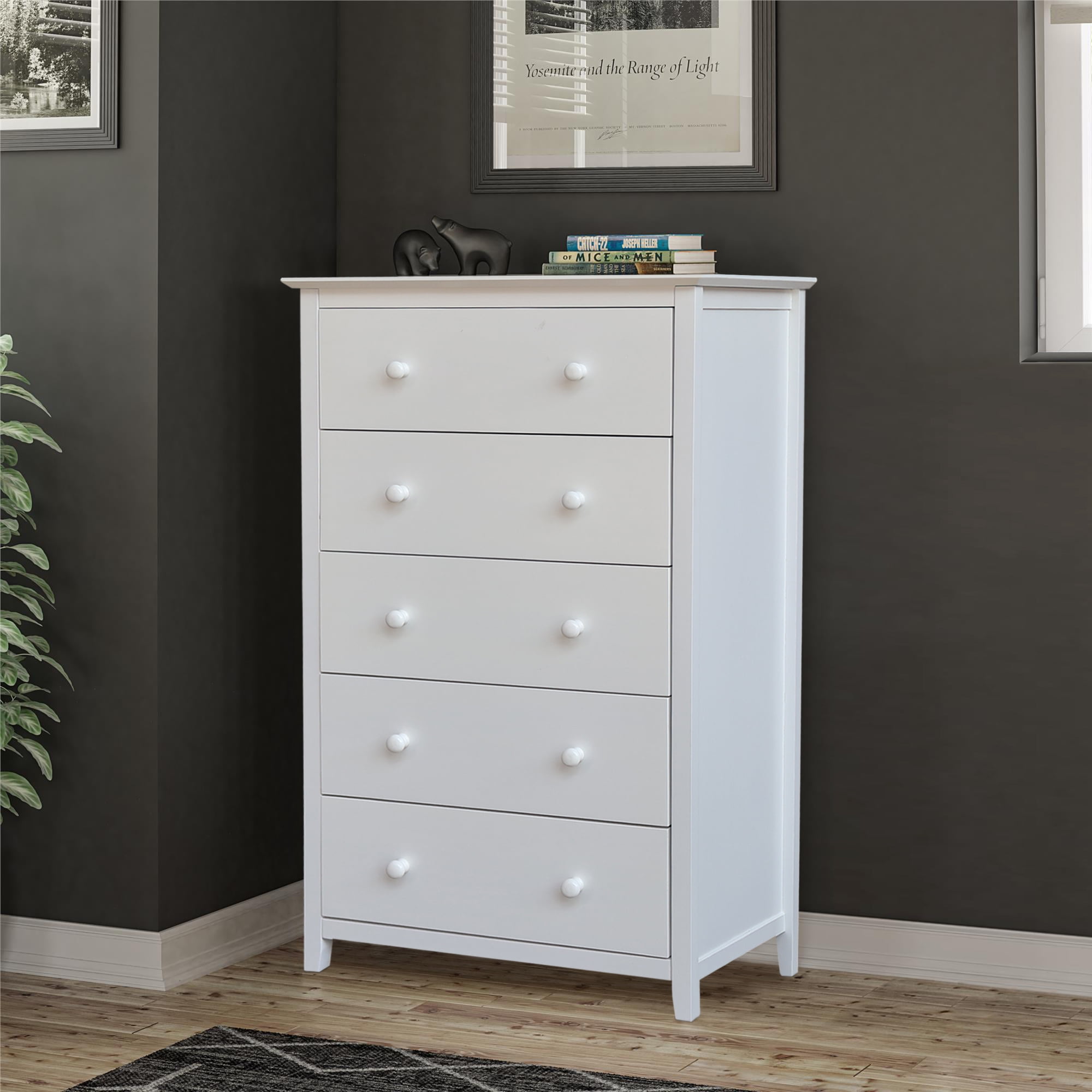 International Concepts Solid Wood Adult Bedroom Dresser/Chest with 5 ...