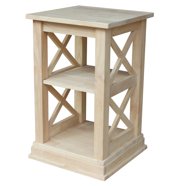 Ulma Walnut Wood Corner Accent Side Table Plant Stand with Storage ...