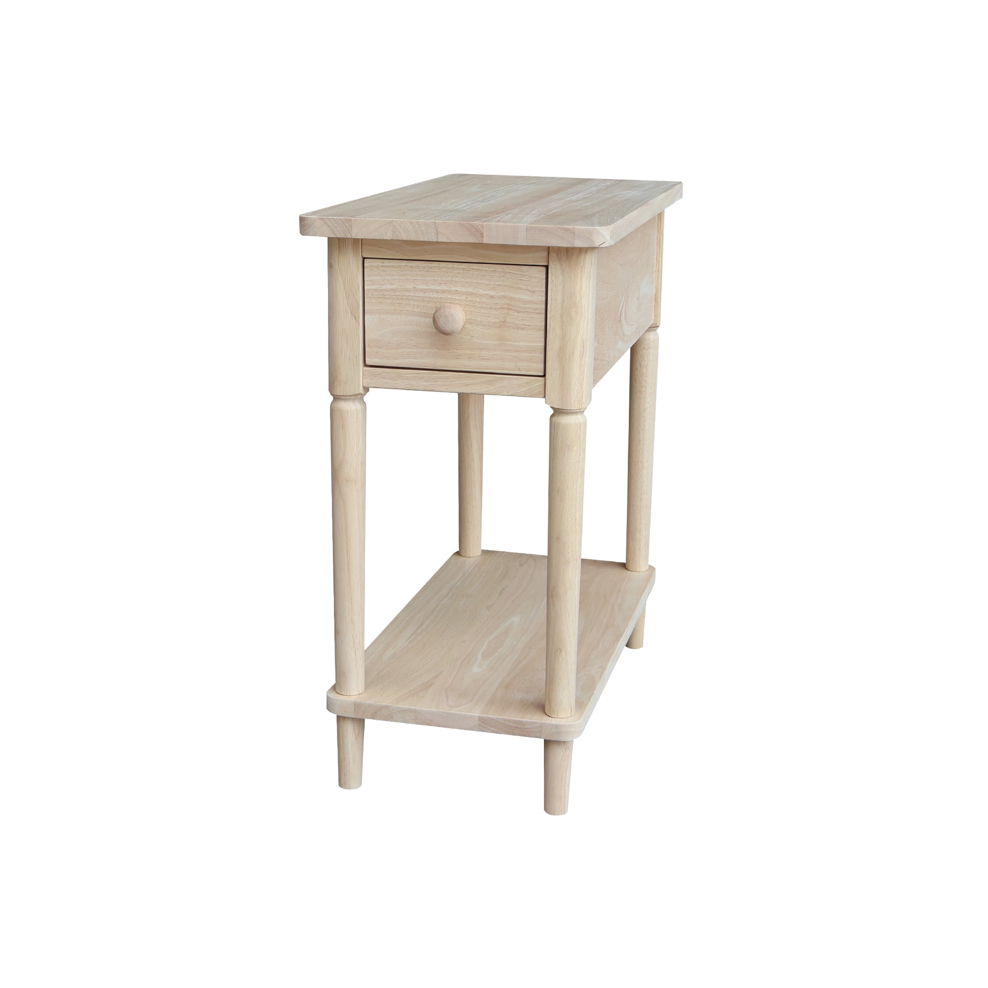 International Concepts Solid Wood Narrow Side Table, Unfinished ...