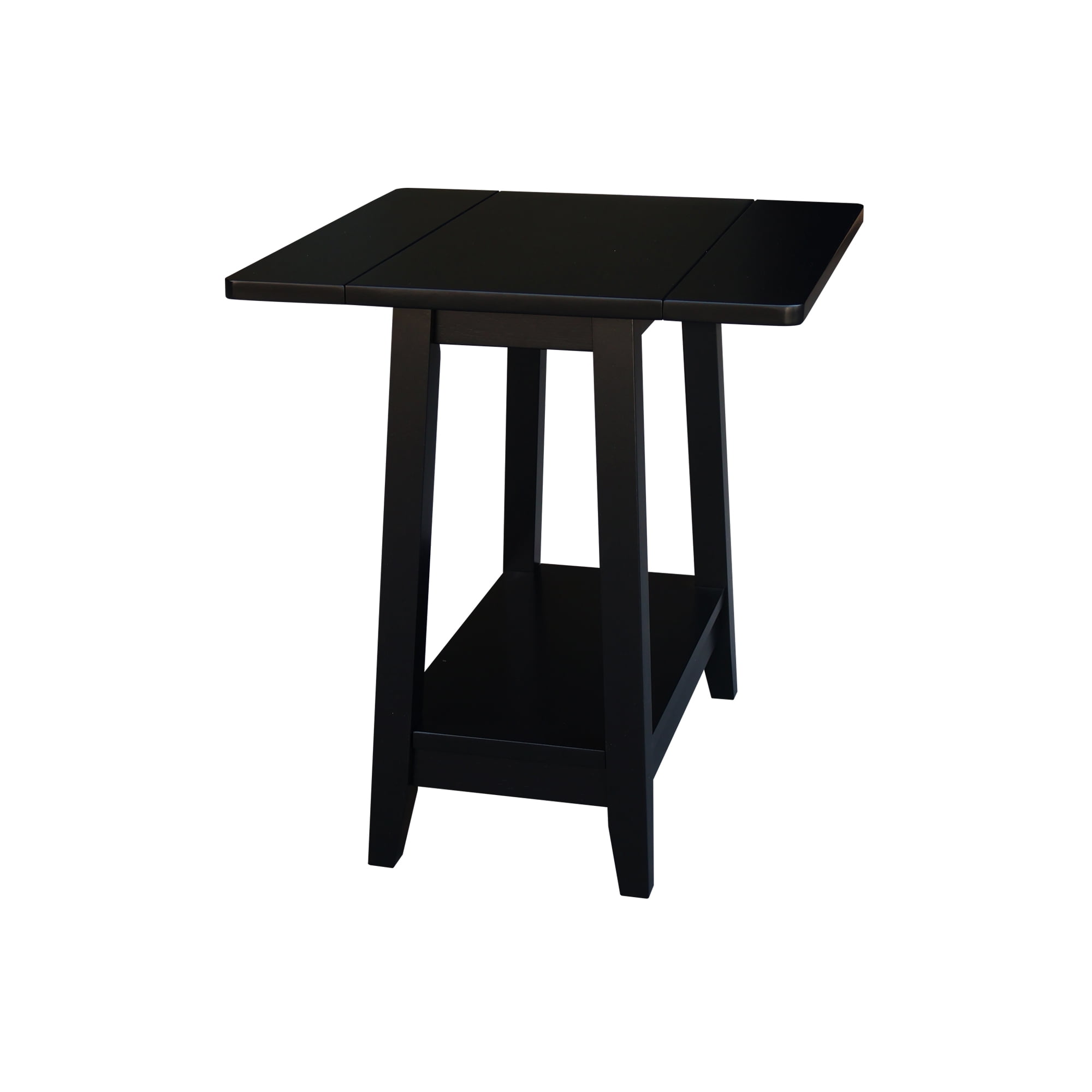 International Concepts Solid Wood Square Drop Leaf Side Table, Black ...