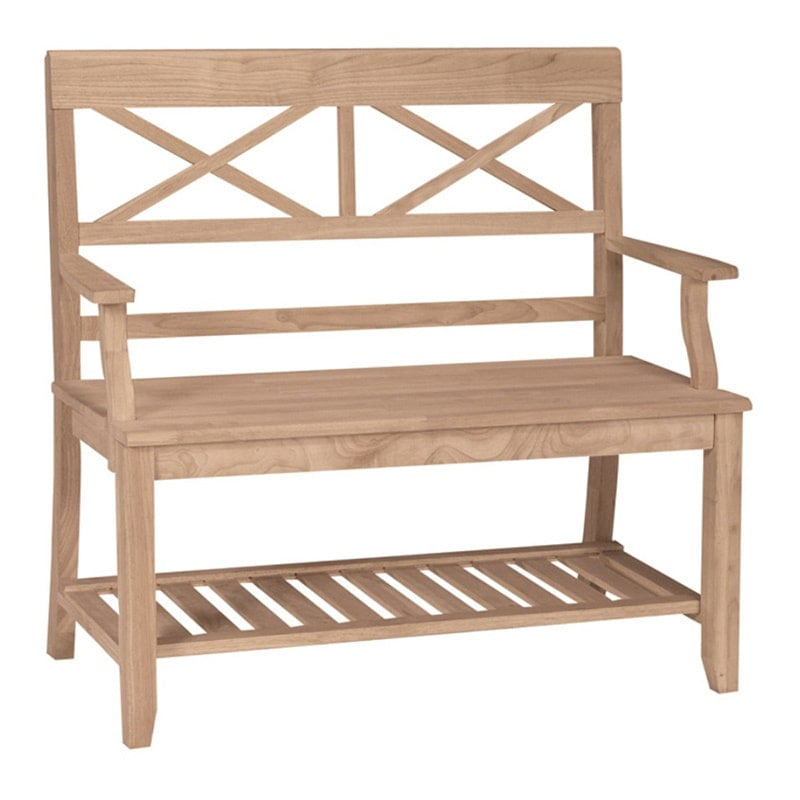 Unfinished Solid Parawood Double X-back Bench - Walmart.com