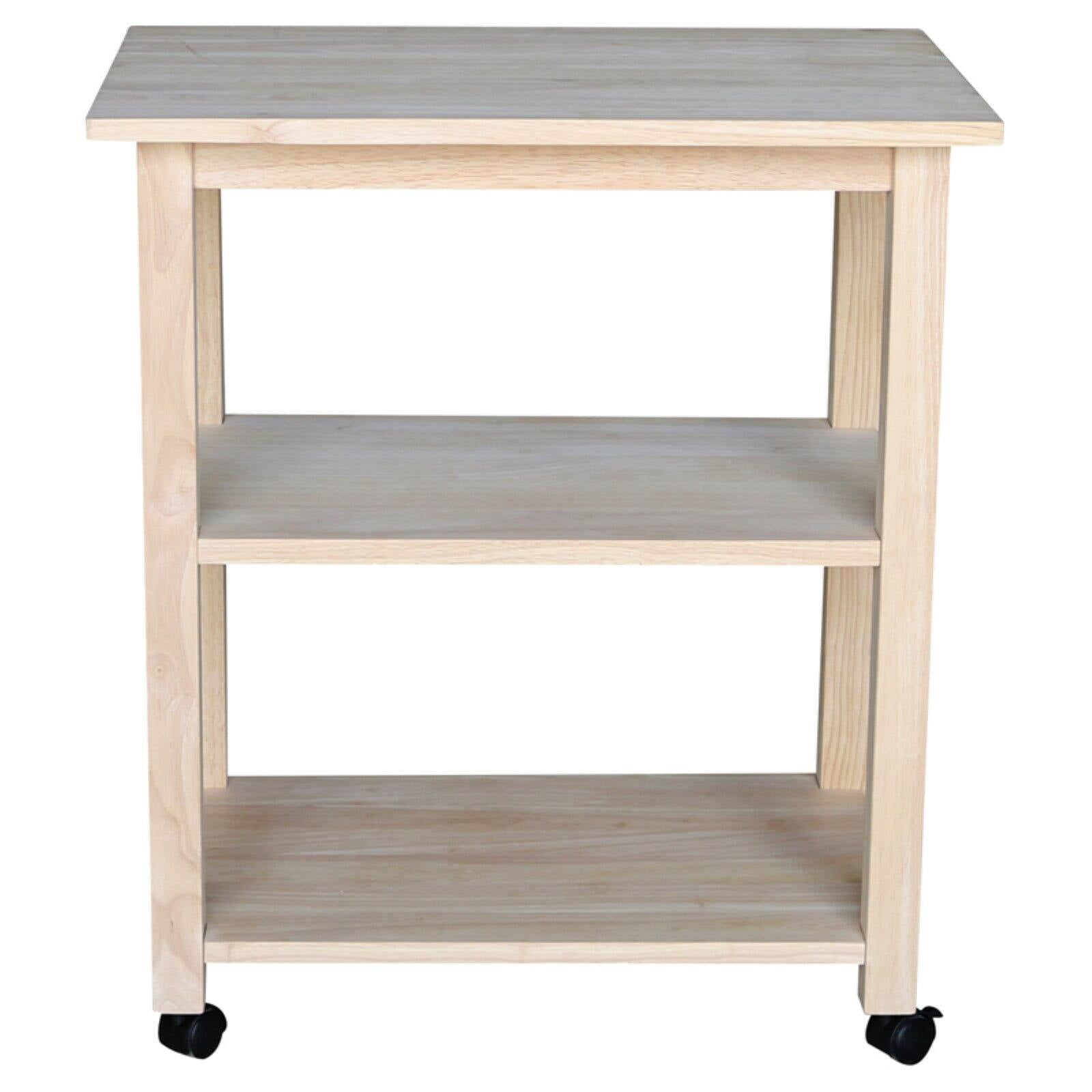 International Concepts Unfinished Wood Microwave Kitchen Cart in ...