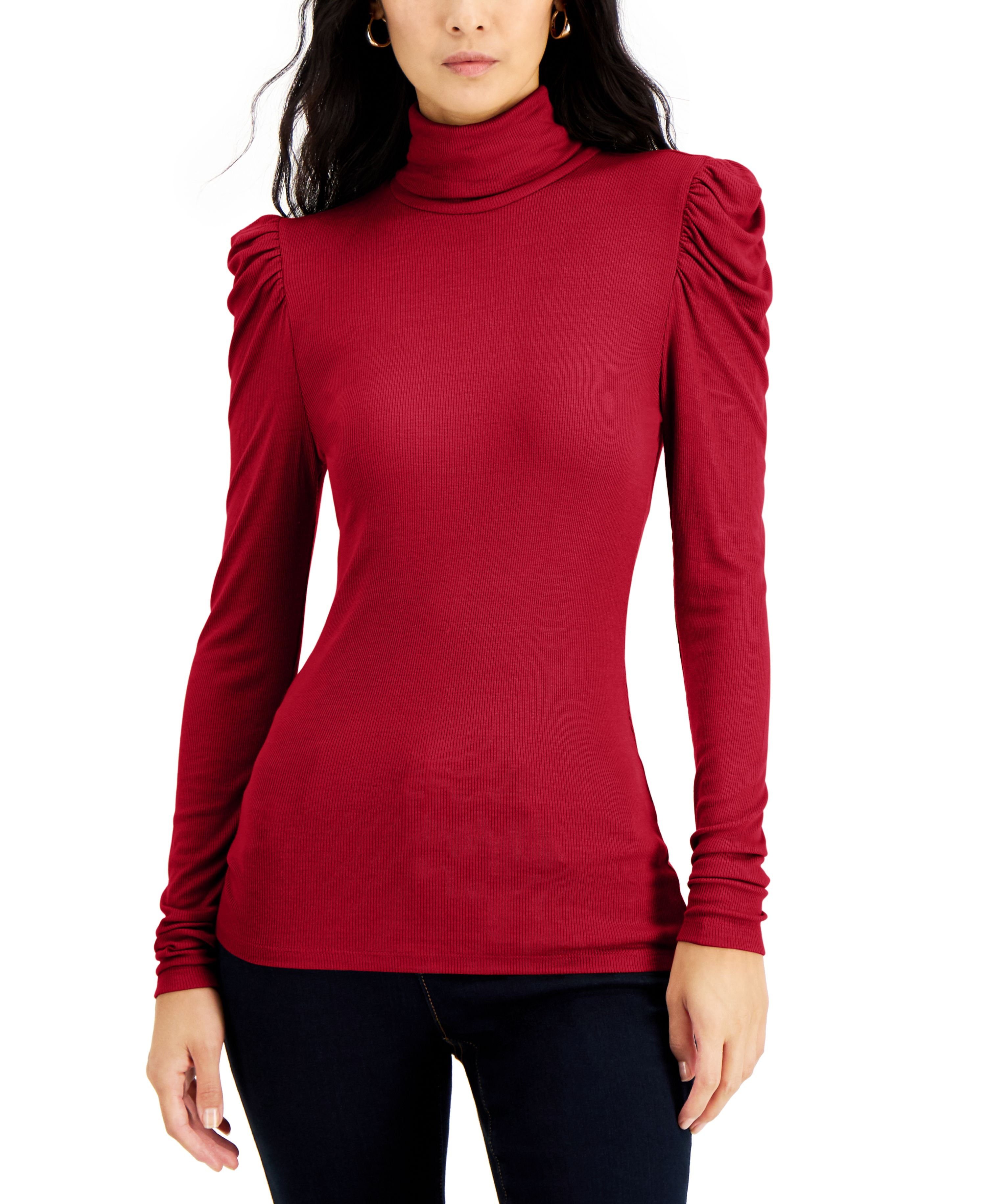 International Concepts Womens Puff Sleeve Turtleneck Top Real Red XL ...