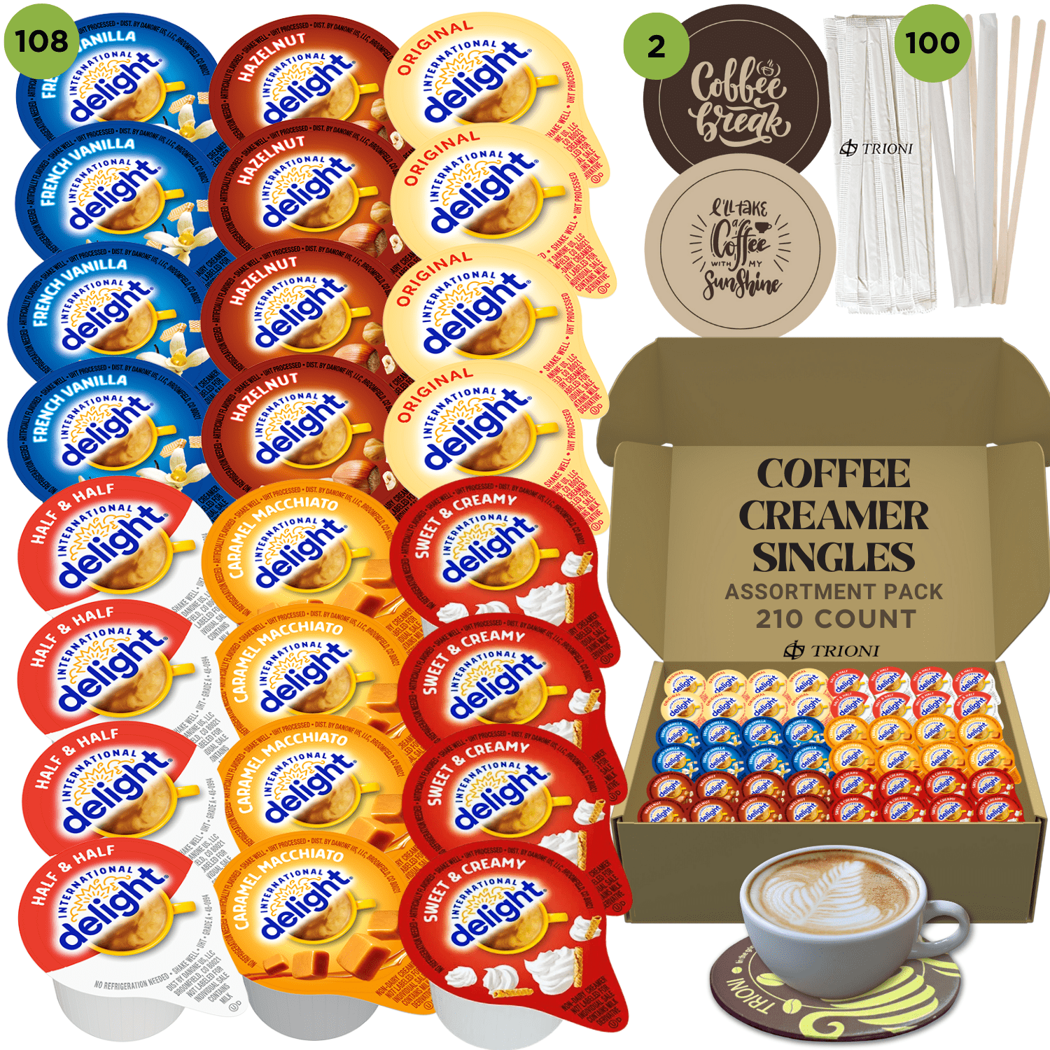 International Delight Coffee Creamer Singles Variety Pack - 212 ct of ...