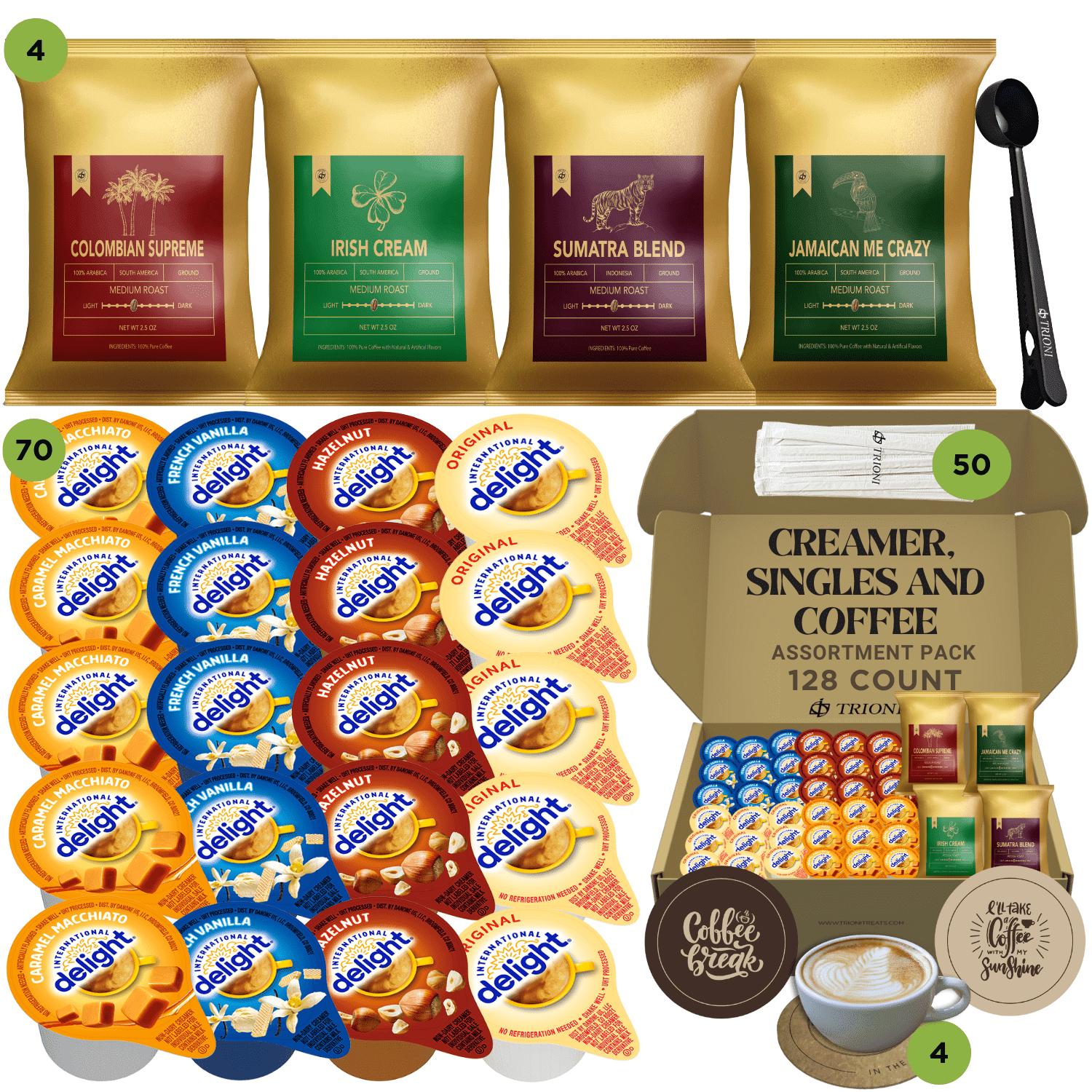 International Delight Coffee Creamer Singles Variety Pack with TRIONI ...