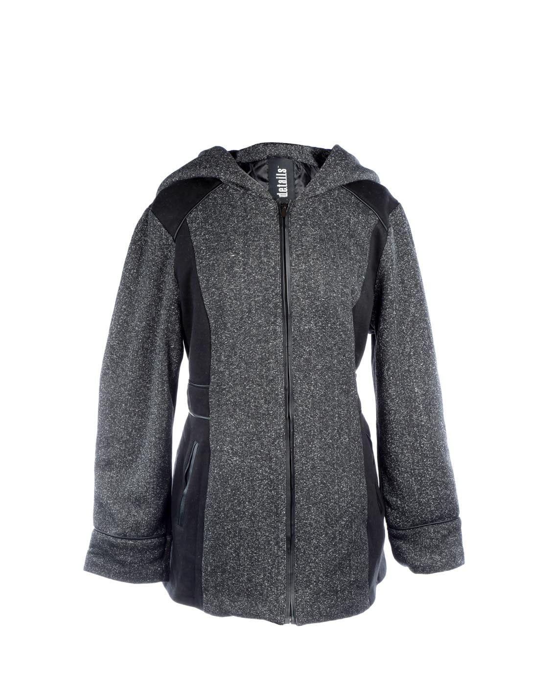 International Details Zipper Front Jacket Black Tweed L - Walmart.com