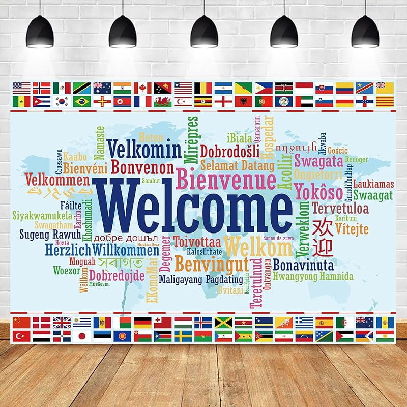 International Flag Backdrop World Map Welcome Banner Colorful ...