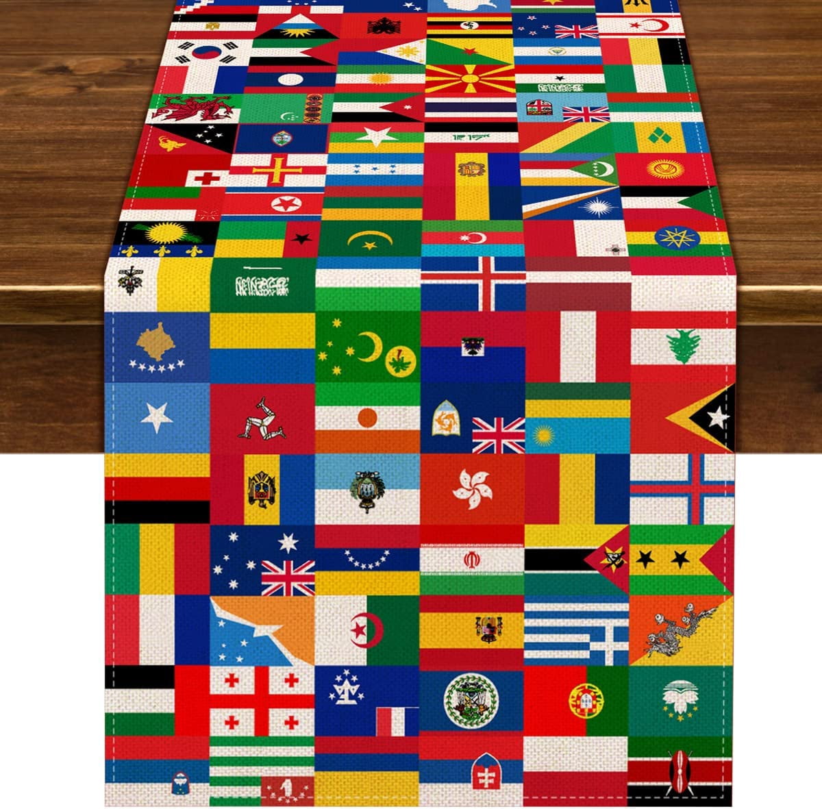 International Flag Table Runner for Around The World Themed Party ...