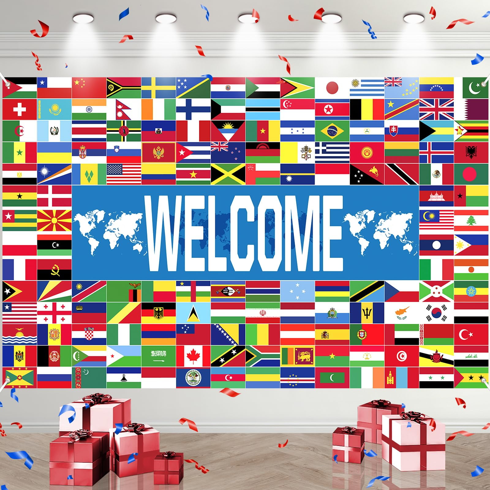 International Flags Banner Decorations International Welcome Banner ...