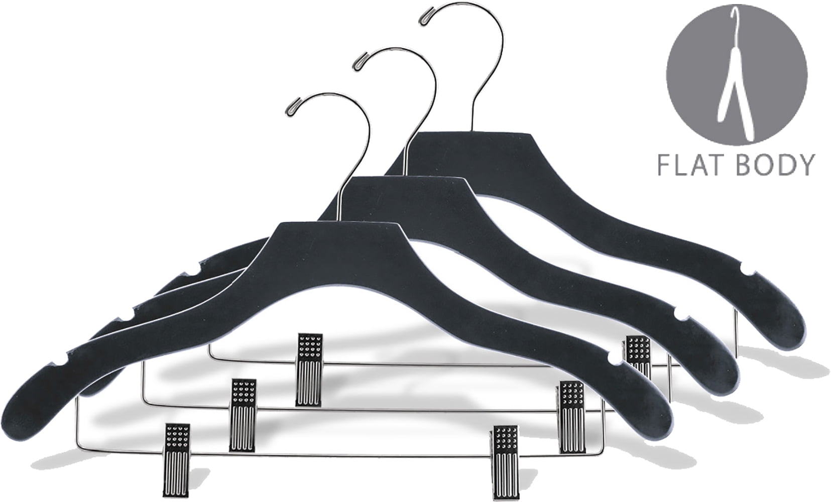 International Hanger, Black Wavy Wood Combo Hanger w/Adjustable Cushion ...