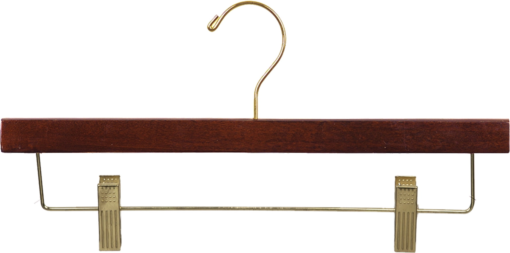 International Hanger Wooden Bottom Hanger w/Clips, Walnut Finish with ...