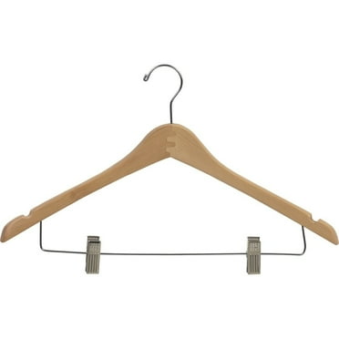 International Hanger Wooden Bottom Hanger w/Clips, White Finish with ...