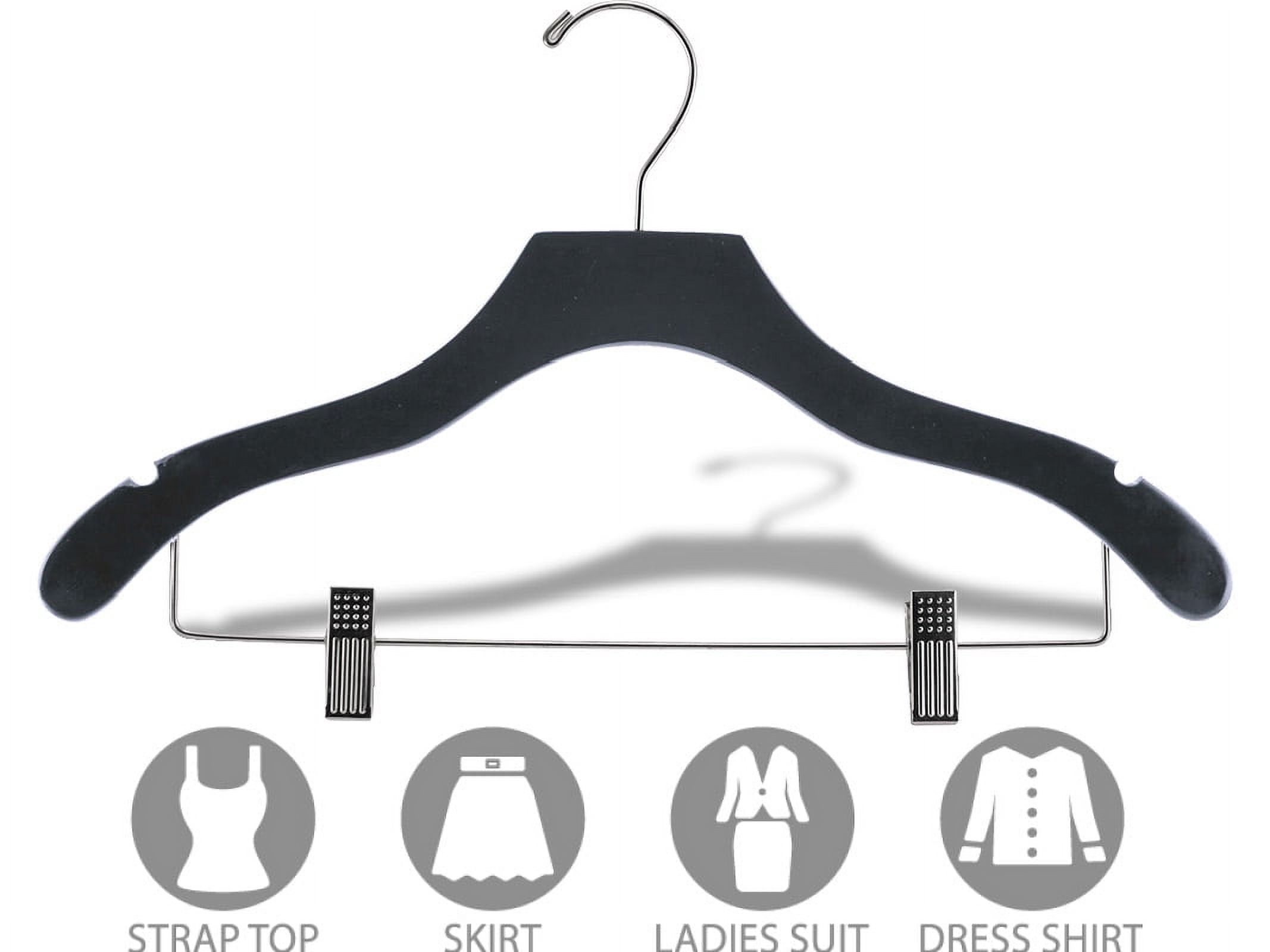 International Hanger Wooden Wavy Combo Hanger, Black Finish with Chrome ...