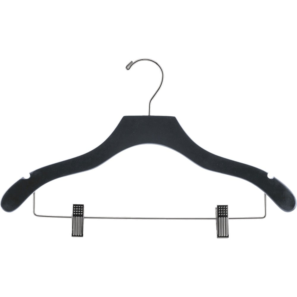 International Hanger Wooden Wavy Combo Hanger, Black Finish with Chrome ...