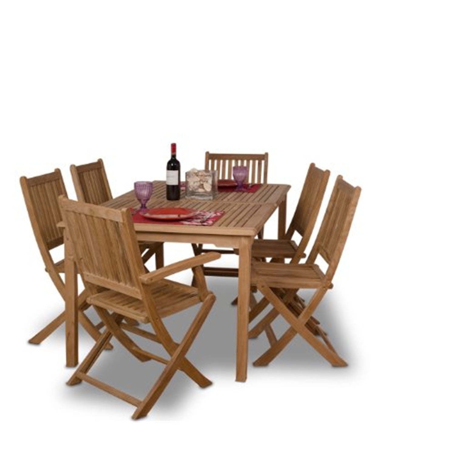 Amazonia Rotterdam 7 Piece Teak Rectangular Patio Dining Set - Walmart.com