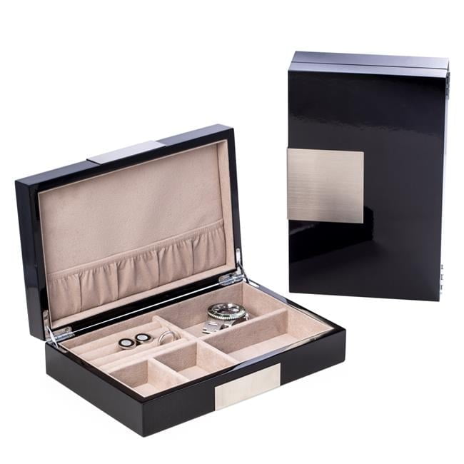 International Lacquered Wood Valet Box with Stainless Steel Accents ...