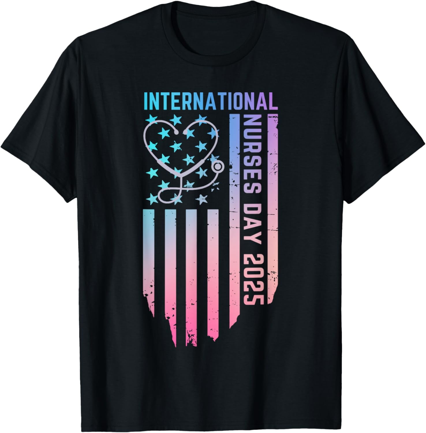 International Nurses Day 2025 Usa flag Nursing T-Shirt100% cotton ...