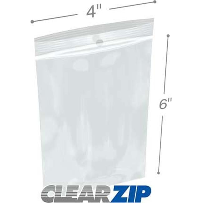 International Plastics CZH20406 4 x 6 in. ClearZip with Hanghole Bags ...