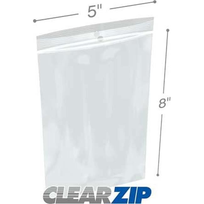 International Plastics CZH20508 5 x 8 in. ClearZip with Hanghole Bags ...