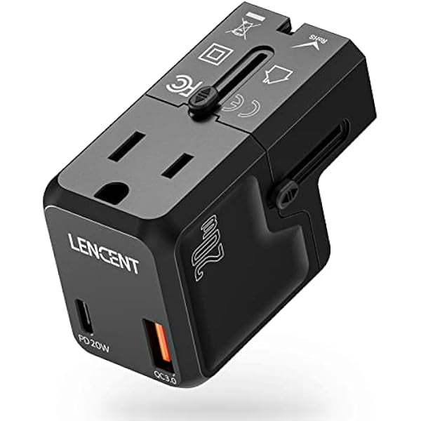 International Travel Power Adapter, Mini All-in-One Charger, PD 20W&QC ...