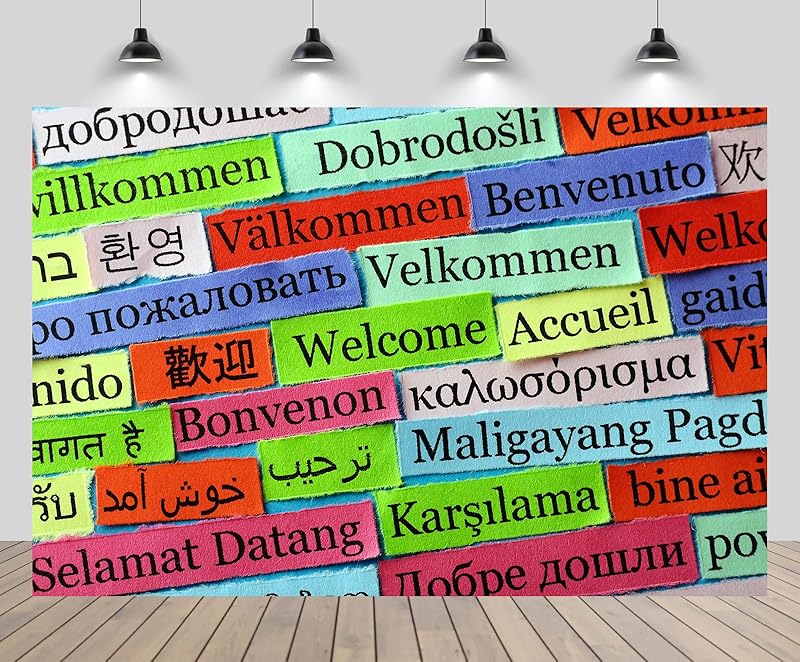 International Welcome Languages Backdrop International Welcome Banner ...