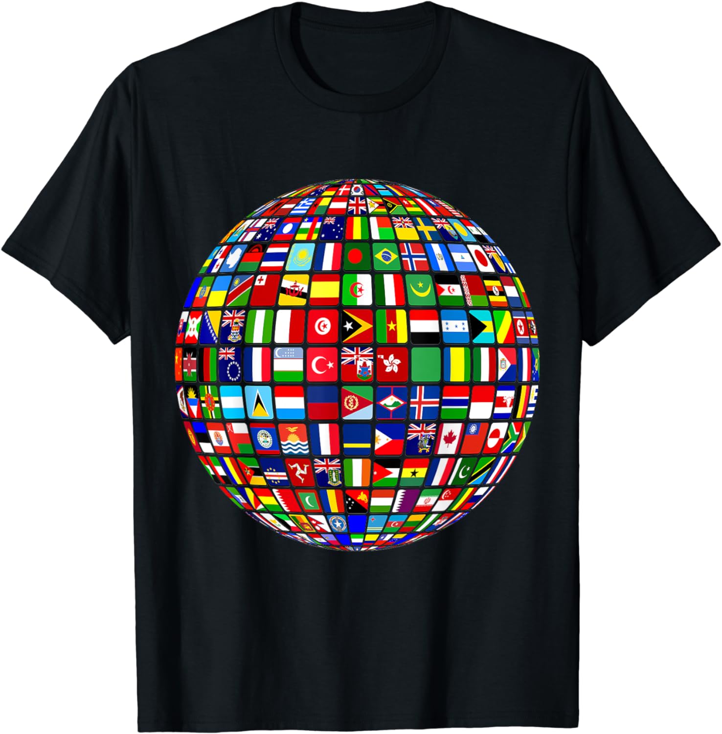 International World Flags Cotton T-Shirt Flags World Map Cotton T-Shirt ...