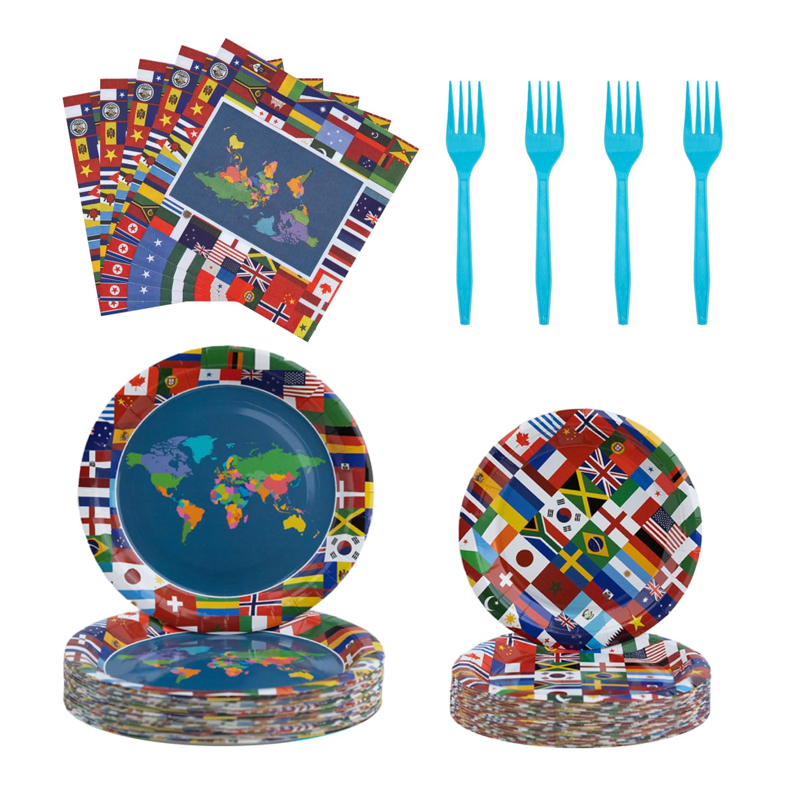 International World Flags Decorations STF9 - Globe Party Tableware Set ...