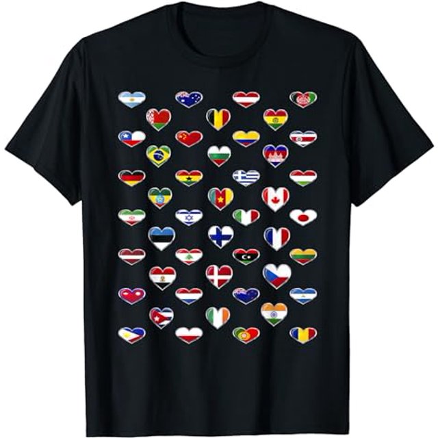 International World Flags T-shirt Flags World Map T-Shirt - Walmart.com