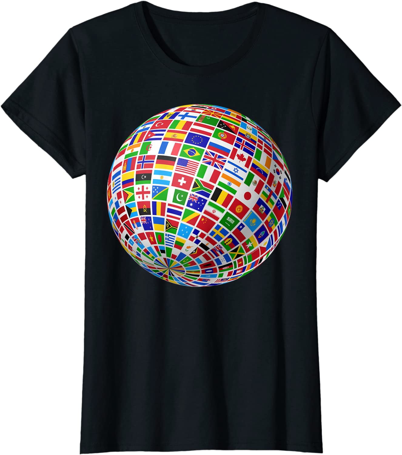 International World Flags T-shirt Flags World Map Tshirt - Walmart.com