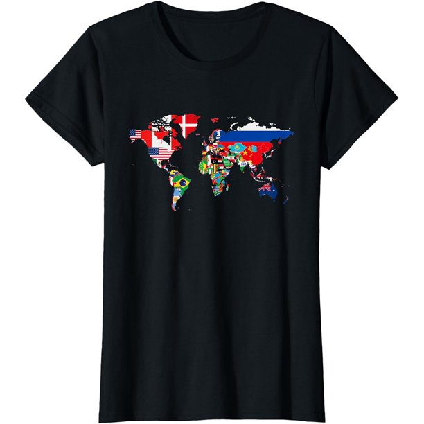 International World Flags T-shirt Flags World Map for kids T-Shirt - Walmart.com