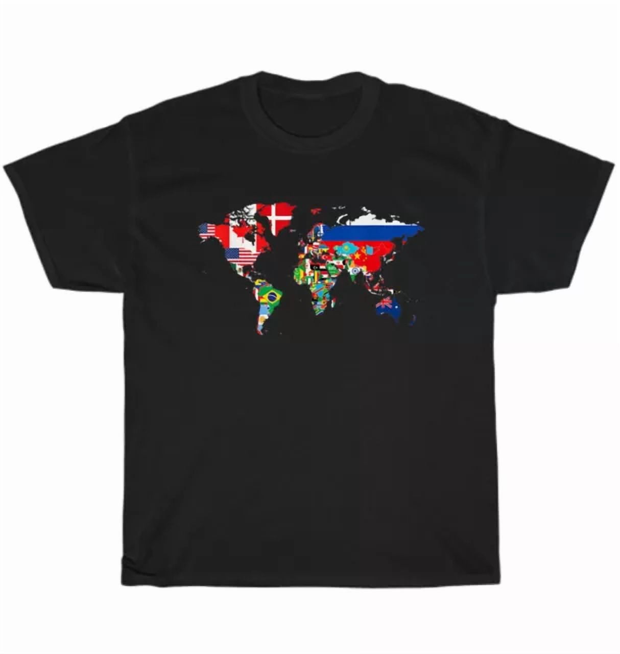 International World Flags World Map Travel Countries Geography T-Shirt ...