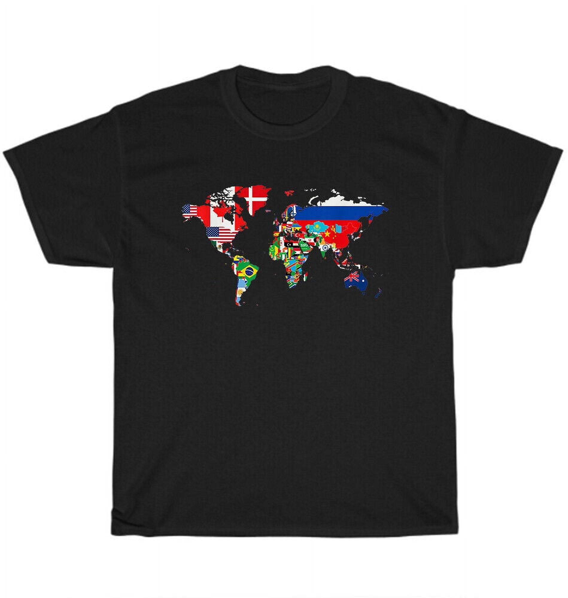 International World Flags World Map Travel Countries Geography T-Shirt ...