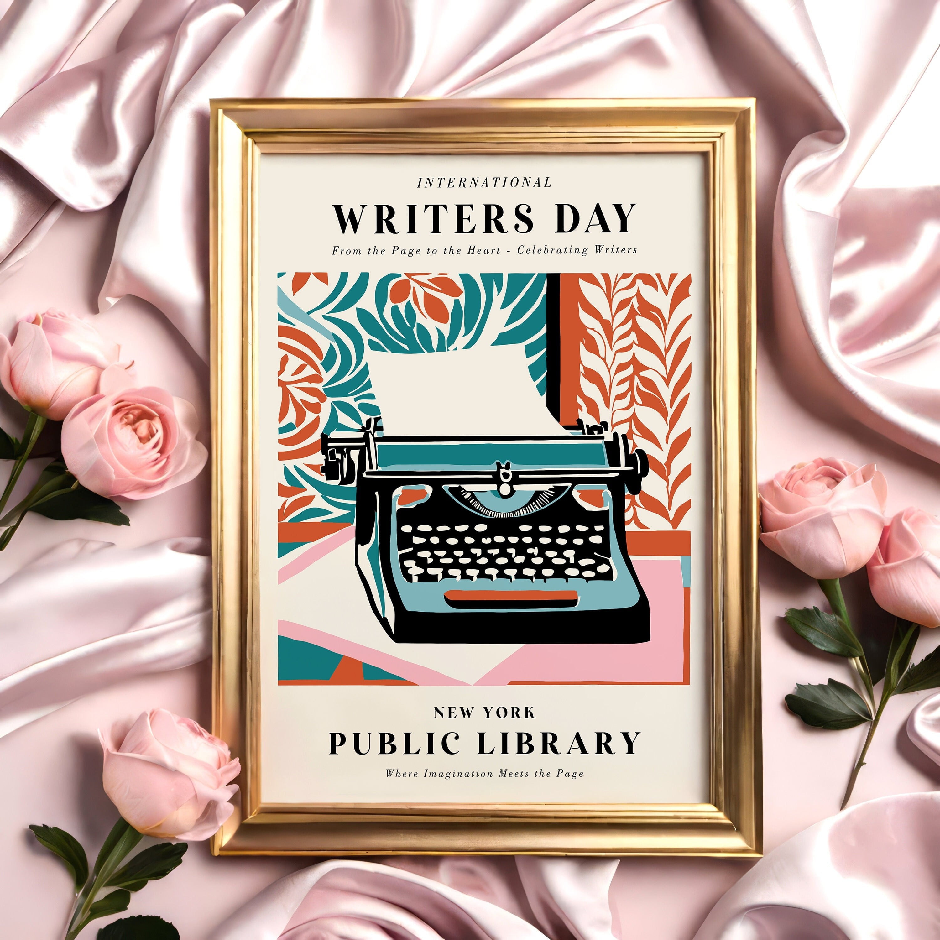International Writers Day Poster, Typewriter Art Print UNFRAMED Poster ...