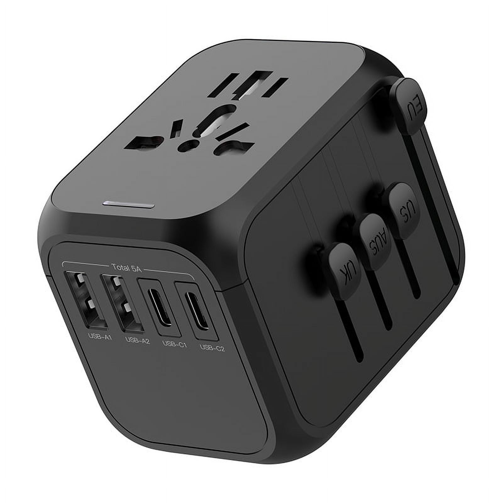 International travel adapter with 2 USB and 2 type-c interface power ...